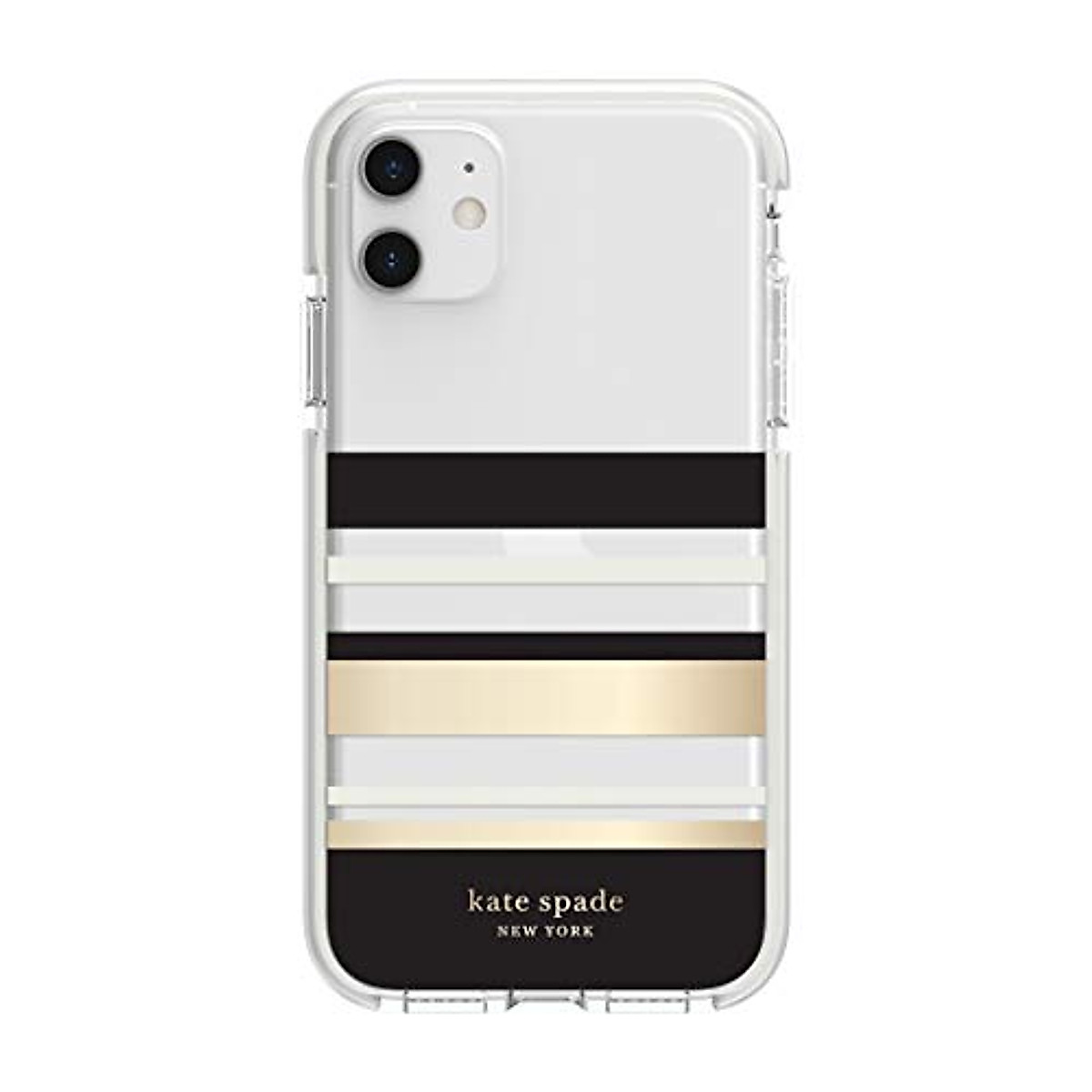 kate spade new york Park Stripe Case for iPhone 11 - Defensive Hardshell with Cream Bumper