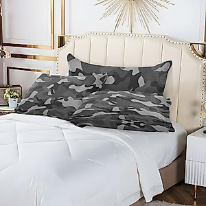 Gray Classic Camouflage Pillowcase for Hair and Skin Body Pillow Cover Body Pillow Case King Size 20"X 40" Fuzzy Pillow Case with Zipper for Body Pillows