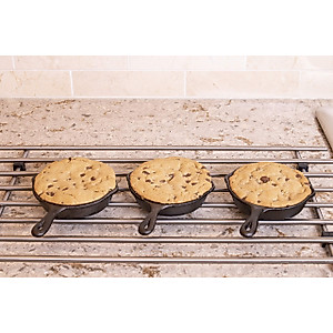 Heavy Duty Pre Seasoned Mini Cast Iron Skillet Set of 3, Oven Safe Cooker, Black