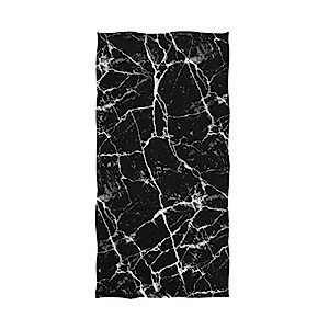Naanle 3D Stylish Black Marble Print Soft Guest Hand Towels Multipurpose for Bathroom, Hotel, Gym and Spa (16" x 30")