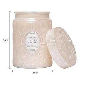 Leoben Co | Leather Santal | Classic Design Collection | 18oz | 80 Hour Burn Time | Made to Set The Mood | Created with Natural Soy Wax and Essential Oils