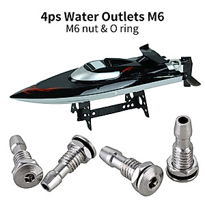 Mxfans 4X Outlet Nozzle Water Valve M6 Silver for RC Boat DIY Connecting