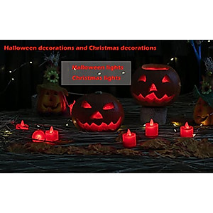 LANKER 24 Pack Flameless Led Tea Lights Candles - Flickering Red Battery Operated Electronic Fake Candles – Decorations for Wedding, Party, Christmas, Halloween (Red)