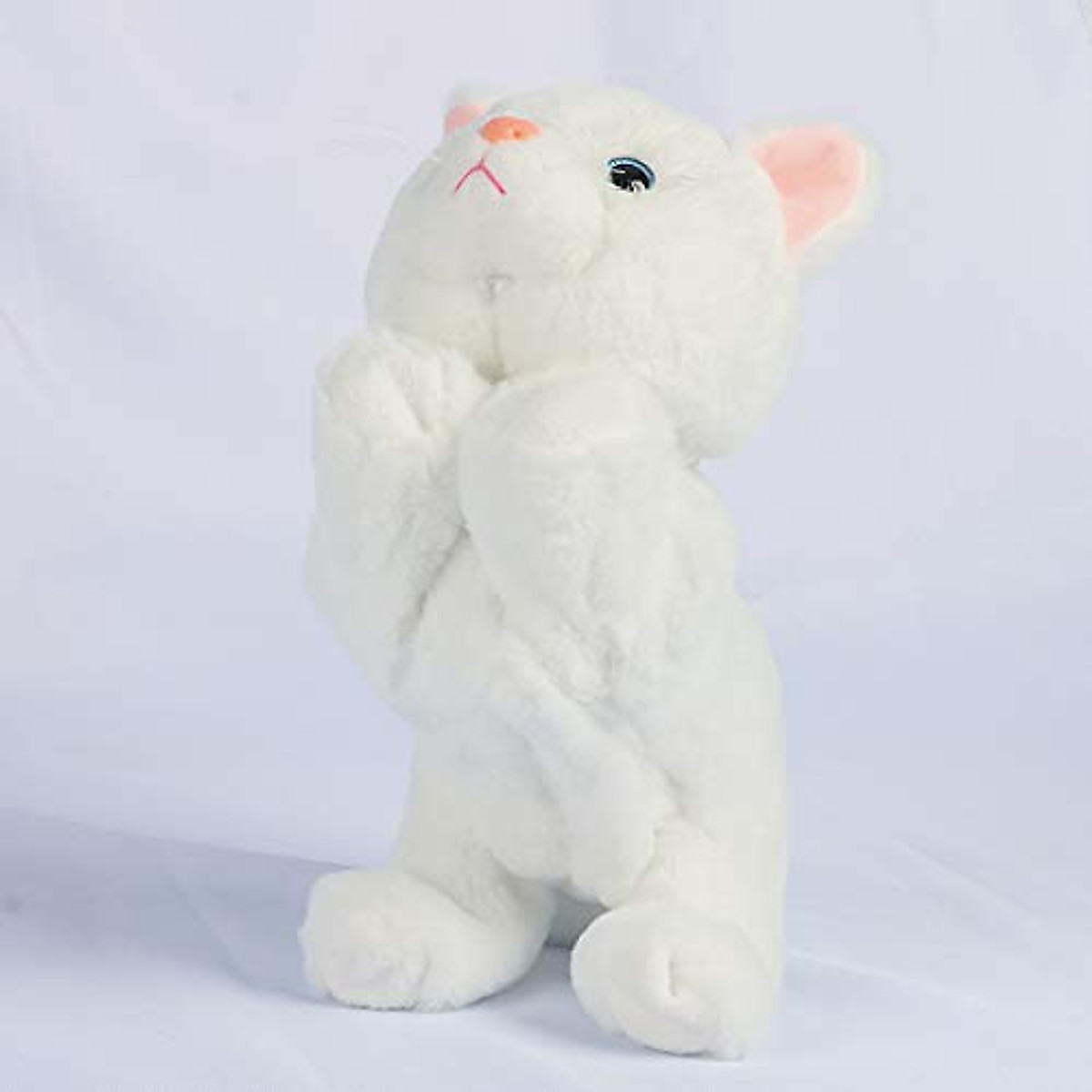 Smalody Interactive Plush Toys, Novelty Sound Control Electronic Cat Electronic Pets Robot Cat Gift for Children (White)