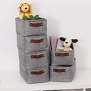 HNZIGE Small Fabric Baskets for Organizing Collapsible Storage Baskets for Shelves, Closets, Laundry, Nursery, Decorative Baskets for Gifts Empty (Gray)