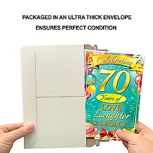 Prime Greetings 70th Birthday Card, Made in America, Eco-Friendly, Thick Card Stock with Premium Envelope 5in x 7.75in, Packaged in Protective Mailer