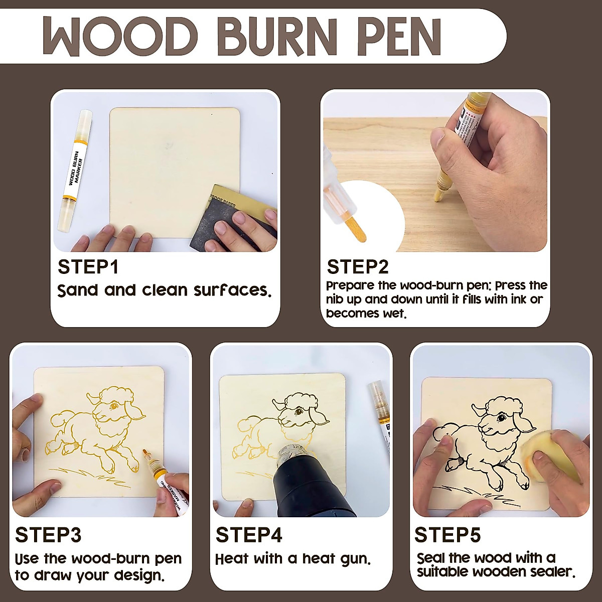 1DFAUL Wood Burn Paste Pen Kit, 4OZ Wooden Burning Gel, Double Sided Wood Burn Marker Kit for DIY Beautiful Wooden Burning in Minutes, Perfect for Beginners Handmade Meaningful Gifts