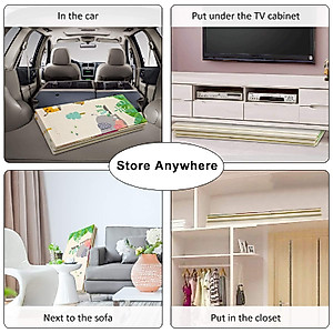 Baby Play Mat Extra Large Baby Mat Folding Foam Playmat Kids Crawling Mat Reversible Non Toxic Waterproof for Infants Toddlers Thicker 0.6inch (Beige 0.6in)