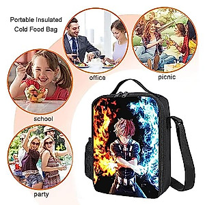Cejburw Anime Manga Lunch Box, Durable Insulated Leakproof Lunch Bag Large Tote Meal Bag for Travel, Wear Resistant Casual Lunchbox (Black2, One Size)