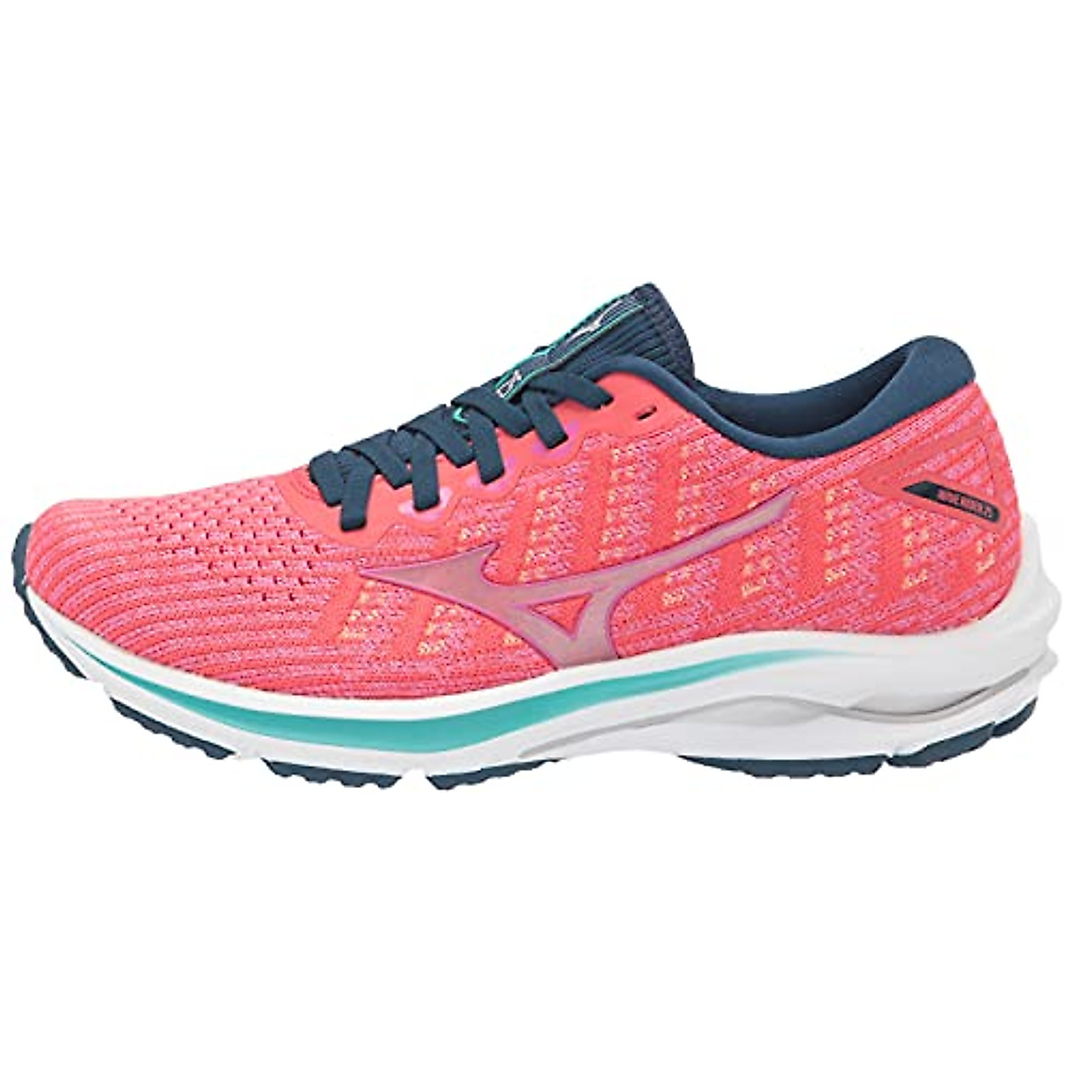 Mizuno Women's Wave Rider 25 WAVEKNIT™ | neutral Support Running Shoe |Eco Friendly Materials | Waveknit- Cayenne/Phlox Pink | US 8.5