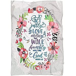 Nare Act Justly Love Mercy and Walk Humbly with Your God Micah 6:8 Christian Scripture Inspirational Gifts for Women Men Religious Christian Gifts Jesus Christ Bible Verse Blanket Christmas Blankets