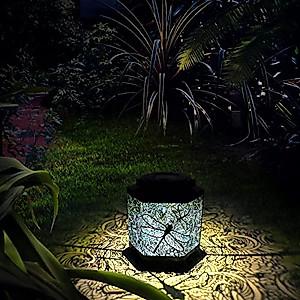 Solar Lantern Lights Outdoor Hanging Solar Powered Lanterns Decor Garden Waterproof LED Lights Solar Lanterns with Dragonfly Style Garden Solar Lanterns for Patio Yard Courtyard Porch Table