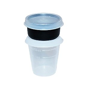 Tupperware Set of 2 Mini Containers 1 Ounce Smidget and 2 Ounce Midget Clear and Black