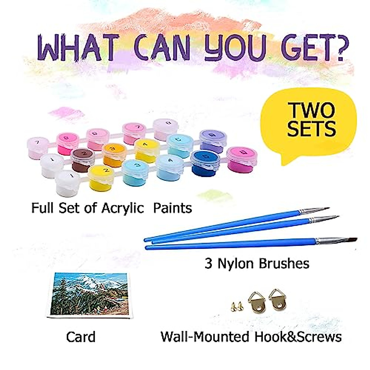 Mirztry 2 Pack 10"x 10" Flowers Framed Paint by Number for Adults Canvas, Flowers Adult Paint by Number Kits with Frame, Flowers Acrylic Oil Easy Paint by Numbers Kits on Canvas with Frame