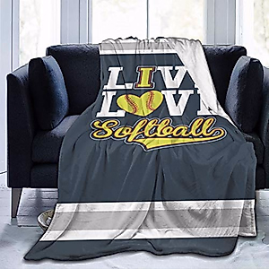 Feim-AO Ive Love - Softball Blanket Premium Microfiber Fleece Blanket Super Soft Cozy Warm Bed Blanket Couch Decorative Throw Blankets for Living Room Bedroom Dorm