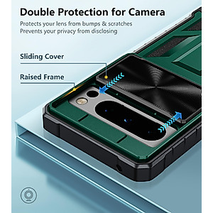 FNTCASE for Google Pixel 8-Pro Case: Military Grade Drop Proof Protective Rugged Pixel 8pro Cell Phone Cover with Kickstand & Slide | Shockproof Matte Heavy Duty Protection Tough Cases 6.7''- Green