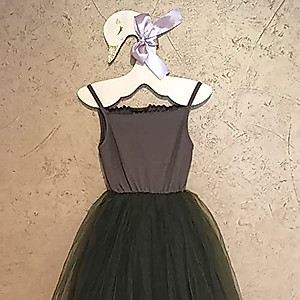 Baby Hangers for Nursery, 2 Pack Wooden Swan Shape Baby Hangers with Ribbon Bowknot - Lovely Child Hangers for Infant Toddler Princess Dress Skirt Pants, 9.8 Inches for Space Saving Baby Room Decor