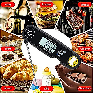 Instant Reading Meat Thermometer-Best Waterproof with Extra Long Probe,Ultra Fast Thermometer, with Backlit LCD Digital Thermomete Outdoor Cooking, BBQ and Kitchen Cooking Food Thermometer