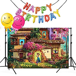 Encanto Birthday Party Supplies, Happy Birthday Backdrop for Encanto Party Decorations, 5×3 Ft Encanto Backdrop for Boys Girls Party Decorations and Bedroom Decorations