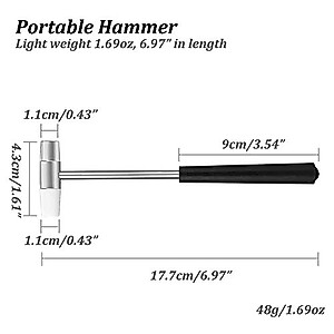 Dual Head Small Hammer, 7 Inches, Plastic Head and Metal Head, Black Plastic Grip, Double face Jewelry Mallet, Mini Hammer for Crafts, Watch, Tuning, Woodworking, Toys, DIY, Leather, Instruments
