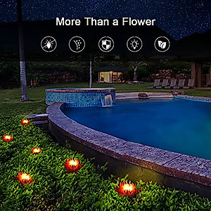 MIKK Solar Garden Stake Flower Lights, 2pack Outdoor Decorative Floral Lights, LED Artificial Waterproof Yard In-Ground Lights Lights for Garden Lawn Patio Backyard.（Pink Chrysanthemum）