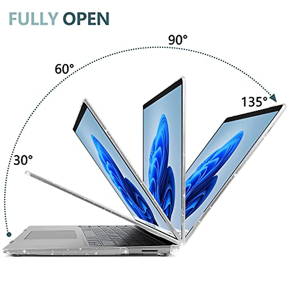 Batianda Premium Protective Case for 13.5 inch Microsoft Surface Laptop 5 4 3 with Metal Palm Rest - Slim Design with Superior Impact Resistance & Keyboard Cover & Screen Protector, Bling Clear