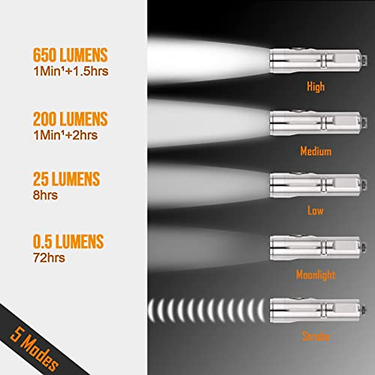 RovyVon A4 Pro Titanium Keychain Flashlight, Super Bright 650 Lumens Titanium Flashlight Powered by Rechargeable Battery, Premium EDC Flashlight for Household, Outdoor, and Festivals