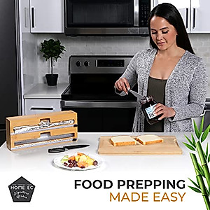 Home EC Foil and Plastic Wrap Organizer - Plastic Wrap Dispenser with Cutter, aluminum foil dispenser, aluminum foil organization and storage, Bamboo plastic saran wrap dispenser with cutter, 12" Roll