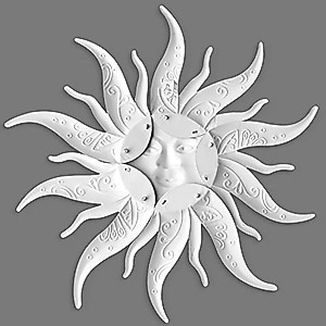 Daogtc Metal Sun Wall Art Decor-17.3 inches Rustic Retro Metal Sun Hanging Decoration for Indoor Outdoor,Metal Sun Art Sculpture for Home Garden Farmhouse Yard Patio Fence Living Room Bedroom(Red)