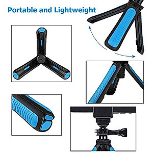 Extendable Mini Selfie Stick Tripod Two in One， Compatible with AKASO Gopro Hero 10/9/8/7/6/5 Various Action Camera and Cell Phone Accessories（Blue）
