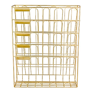 superbpag Hanging File Organizer 5 Tier Wall Mount Document Letter Tray Storage Rack for Office Home Dormitory, Gold