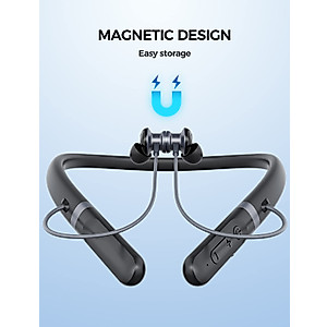 Bluetooth 5.2 Neckband Headphones Around the Neck Bluetooth Earphones with 35H Playtime, Noise Cancelling Wireless Neckband Earbuds USB-C Fast Charging/IPX8 Waterproof/Magnetic Design, for Sport