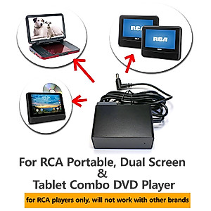 EDO Tech AC Wall Charger for RCA Single Dual Screen Portable DVD TV Combo Player 12V Celestron Telescopes Power Supply Cord