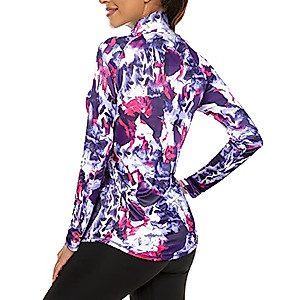 LURANEE UPF 50 Long Sleeve Women,Activewear Plus Size Dry Fit Athletic Tops Relaxed 1/4 Zip Pilates Running Pullover Gym Hiking Jacket Outfits Tops for Leggings Tie Dye XX-Large