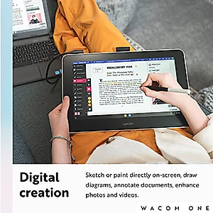 Wacom One HD Refurbished Creative Pen Display, Drawing Tablet with Screen, 13.3" Graphics Monitor