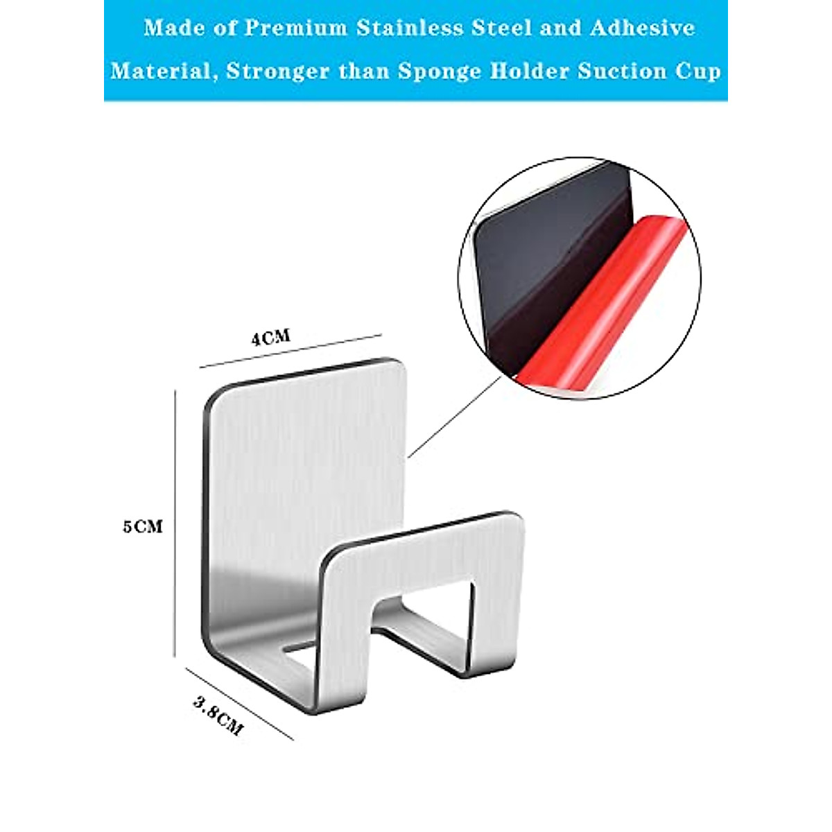 Envibe Sponge Holder, 2 Pack Sponge Holder for Kitchen Sink, Easy to Install, Strong and Sturdy, Good Ventilation Performance to Keep the Sponge Dry. (Silver)