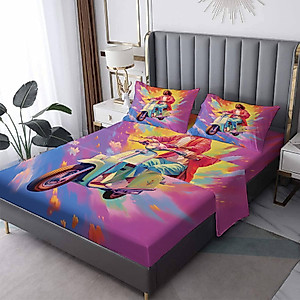 Jesus Sheets Full Size, Personalized Bed Sheets, Patterned Bedding Sheets & Pillowcases 4 Piece Set - Soft Microfiber Deep Pocket Fitted Sheet & Flat Sheet & 2 Pillow Cases C3-&-198