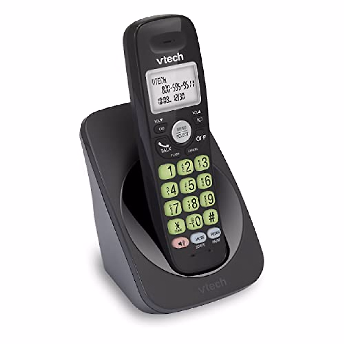 VTech VG101-11 DECT 6.0 Cordless Phone for Home, Blue-White Backlit Display & Big Buttons, Full Duplex Speakerphone, Caller ID/Call Waiting, Easy Wall Mount, Reliable 1000 ft Range (Black)
