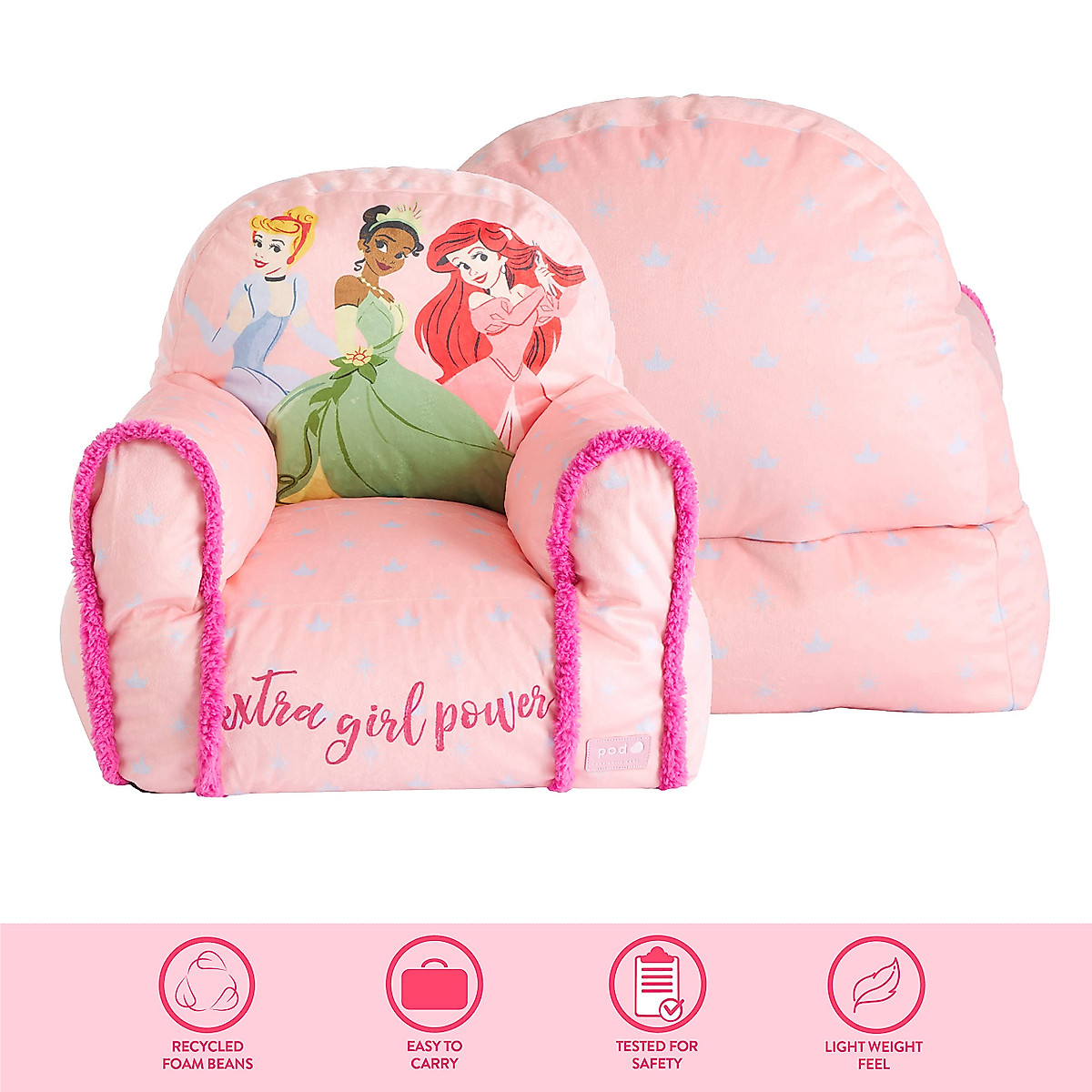 Disney Princess Bean Bag Sofa Chair - Large Size for Kids - Comfortable and Lightweight Plush Furniture - Perfect for Playrooms or Bedrooms