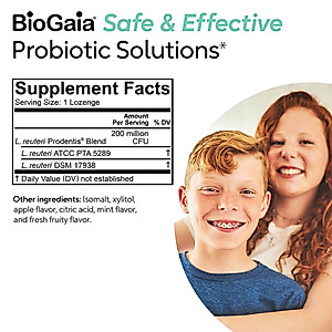 BioGaia Prodentis Kids | Dental Probiotics for Teeth and Gums | Promotes Good Oral Health & Gut Health Too | Oral Probiotics | 30 Apple-Flavored Lozenges | 1-Pack