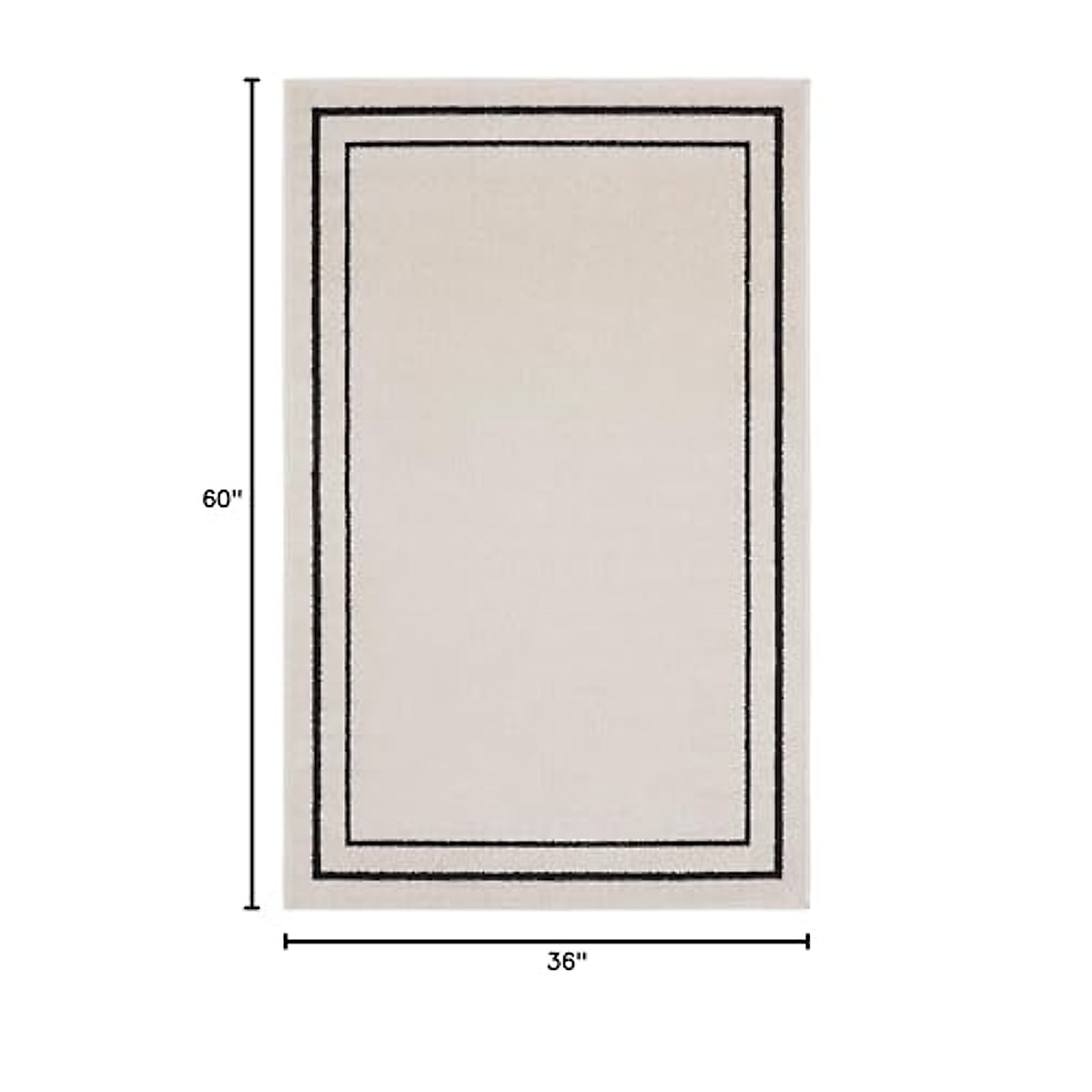 Nourison Essentials Indoor/Outdoor Ivory/Black 3' x 5' Area -Rug, Easy -Cleaning, Non Shedding, Bed Room, Living Room, Dining Room, Backyard, Deck, Patio (3x5)