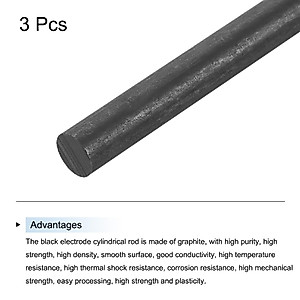MECCANIXITY Graphite Rod, Graphite Stirring Rod Cylinder Stick Carbon Rod 305x13mm Black for Electrode, Melting Casting, Crucibles, Pack of 3