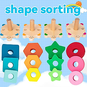 Montessori Toys for Babies 6-12 Months, Wooden Stacking Toys for Toddlers 1-3 Year Old, Toddler Learning Educational Toys 1 Year Old, Preschool Activities Gifts for Boys Girls Birthday Christmas