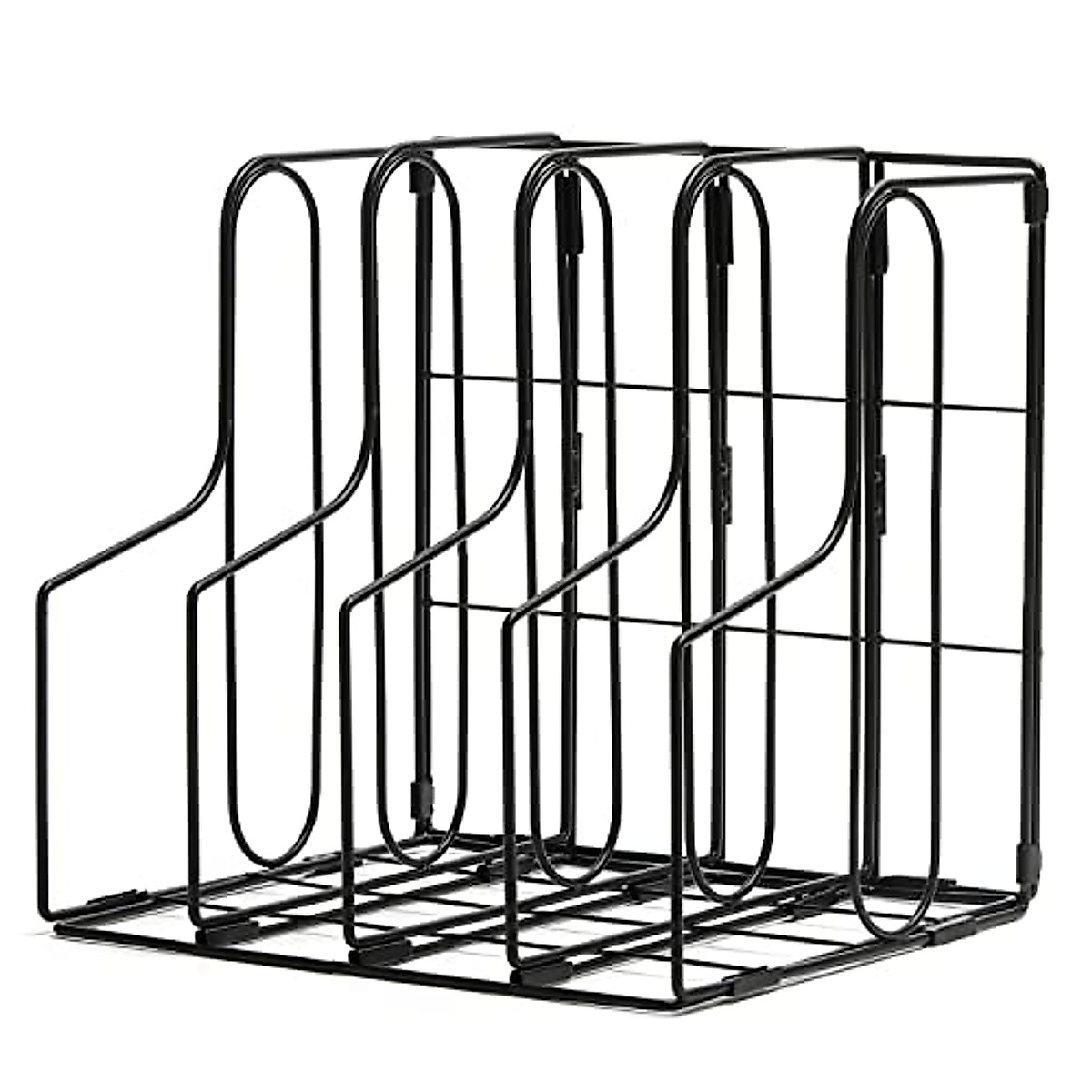 EasyPAG Desk Organizers Metal Desktop Magazine File Holder with 4 Vertical Compartments Rack File Organizer for Office Workspace,Black