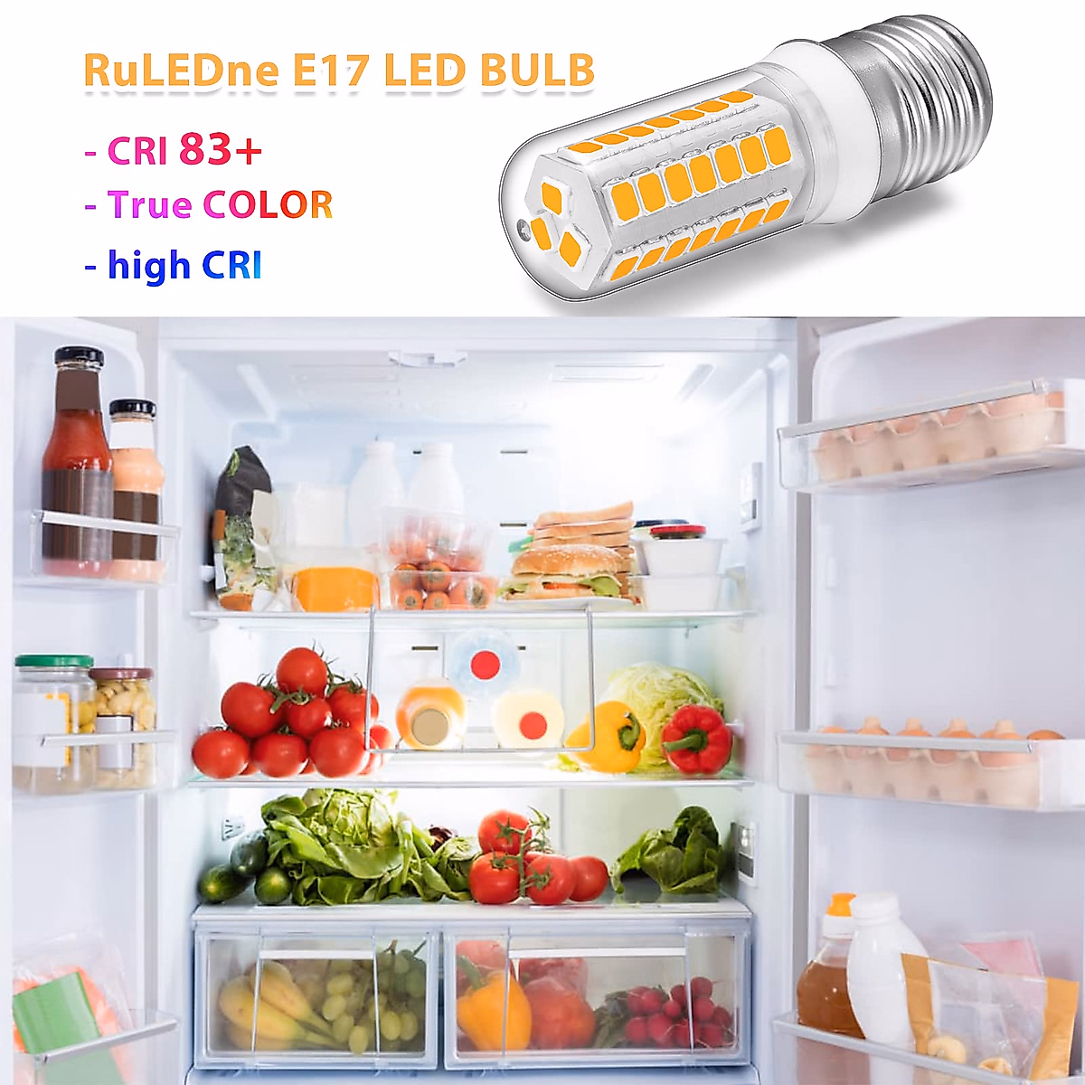 RuLEDne E17 LED Bulb Dimmable,4W Microwave Oven Bulb,Warm White 3000K,40W Incandescent Equivalent,Fit for Over Stove Appliance,4 Pack