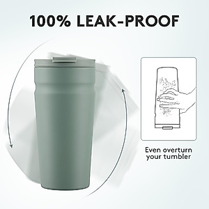 COKTIK 20oz Insulated Tumbler with Lid and Straw 2 Lids (Straw/Flip) Iced Coffee Cup Reusable Stainless Steel Travel Mug Water Bottle Cupholder Friendly for Women Men Her Him (Bay Leaf)