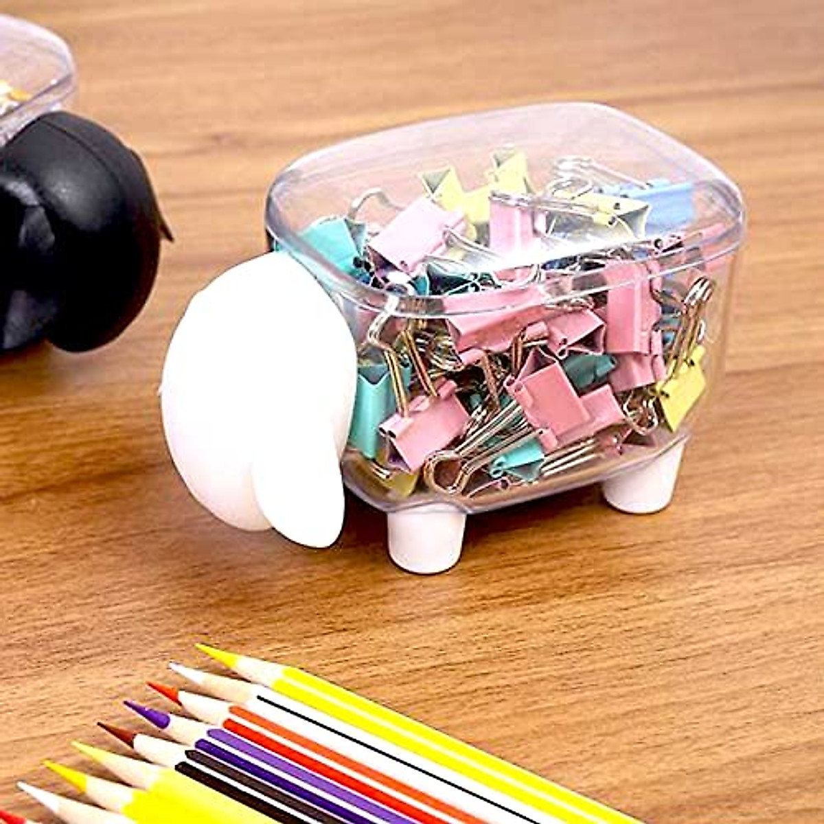 KNMNIU Qtip Holder Dispenser, Cotton Swab Organizer Container with Cover, Cute Cotton Ball Holder Bathroom Waterproof Floss Jars with Lids, Vanity Storage Organizer,Black