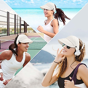 Generic Sun Hats for Women, Outdoor Uv Protection Hollow Top Sun Hat, Summer Wide Brim Sun Protection Hat, Sun hat with Ponytail Hole for Women, Women's Outdoor Adjustable Sun Hats(White), 5, Black