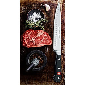 Wüsthof Classic Hollow Edge Carving Knife, 8-Inch, with Bonus Paring Knives, Black, (8854)