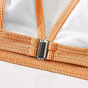 Two Piece Swimsuit for Women Solid Bikini Sets Triangle and Crop Top Swimwear High Waisted Tummy Control Bathing Suit